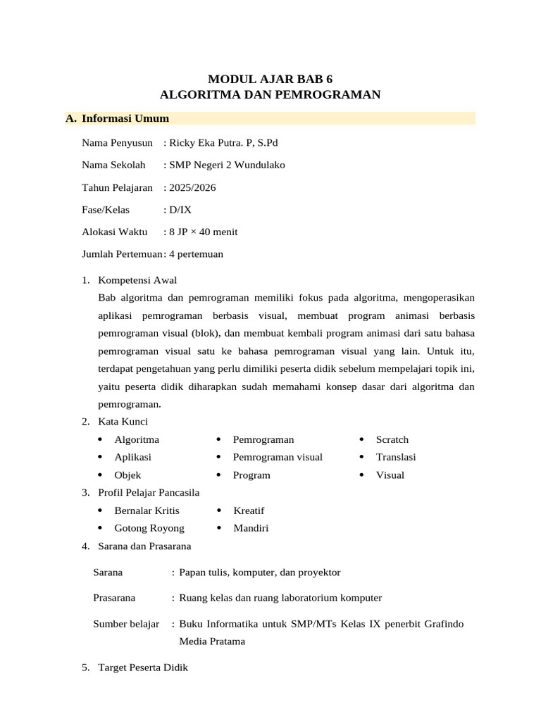 Modul Ajar Bab 6 | PDF