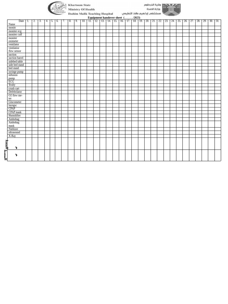 Equipment Handover Sheet | PDF