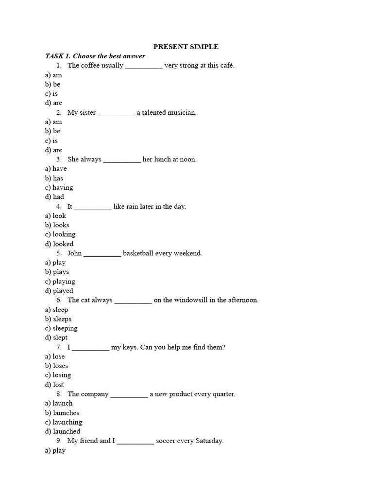 Present Simple Grammar Exercises | PDF