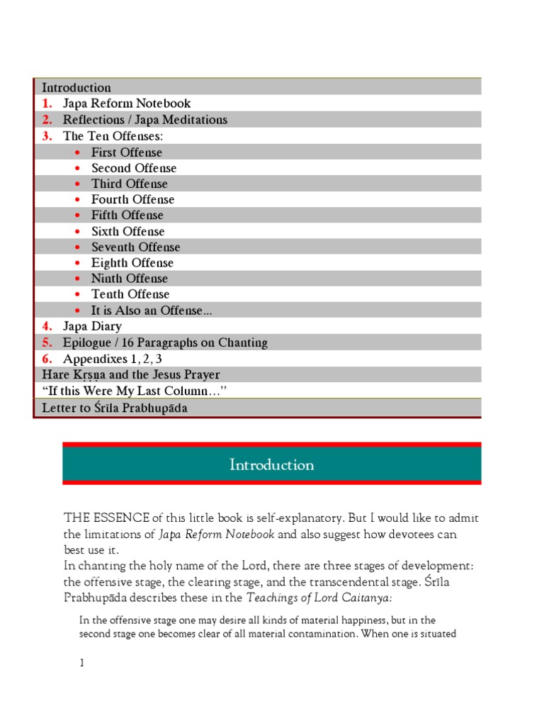 Japa Reform Notebook: Guidance for Improving Chanting Quality in 16 ...