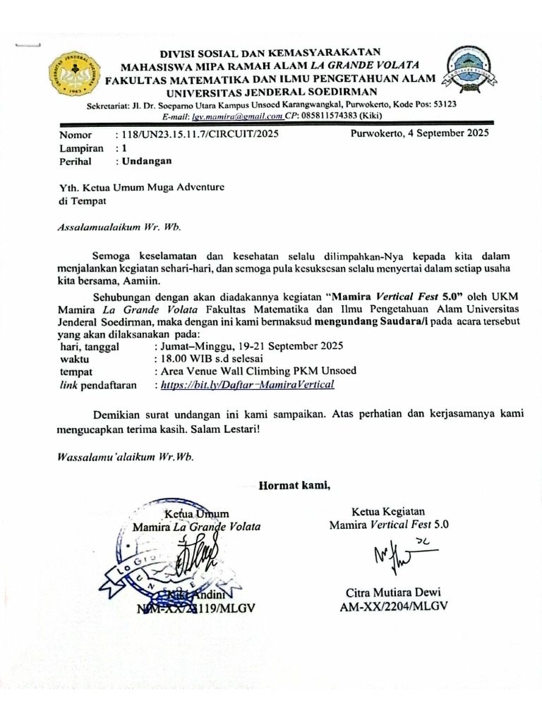Surat Undangan Sirkuit RC Muga Adventure | PDF