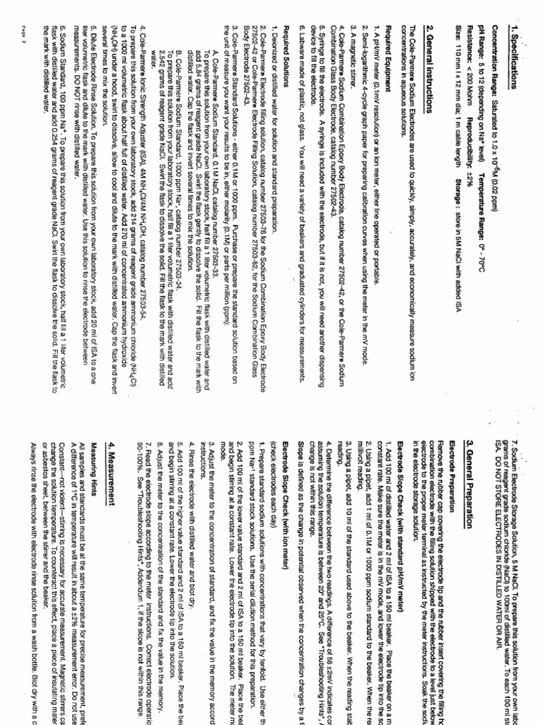 Manual de Uso ESI Na Cole Parmer 27503 43 | PDF