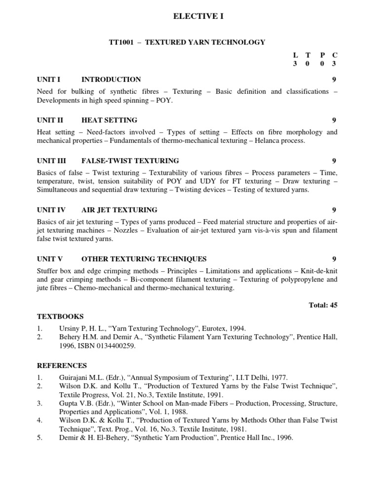 Textured Yarn Tech | PDF