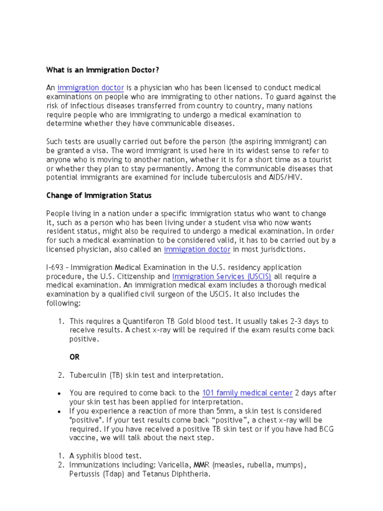 Understanding Immigration Doctors and Exams | PDF | Physician ...