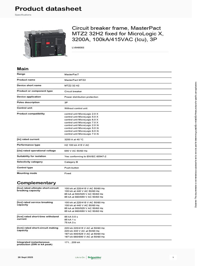 Schneider Electric - MasterPact-MTZ - LV848083 | PDF | Alternating ...