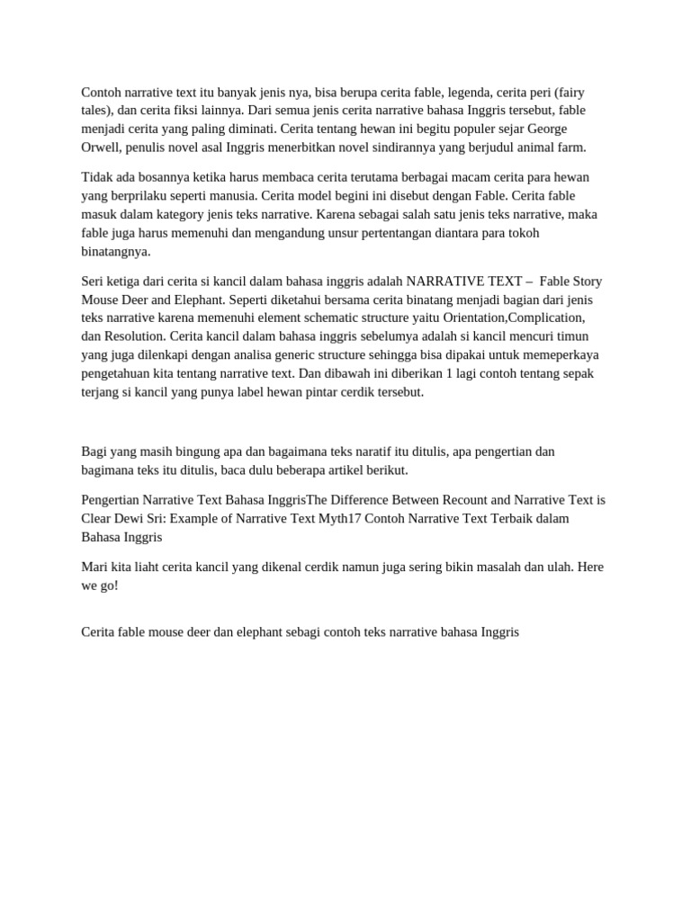 Fable Mouse Deer dan Elephant: Teks Naratif | PDF