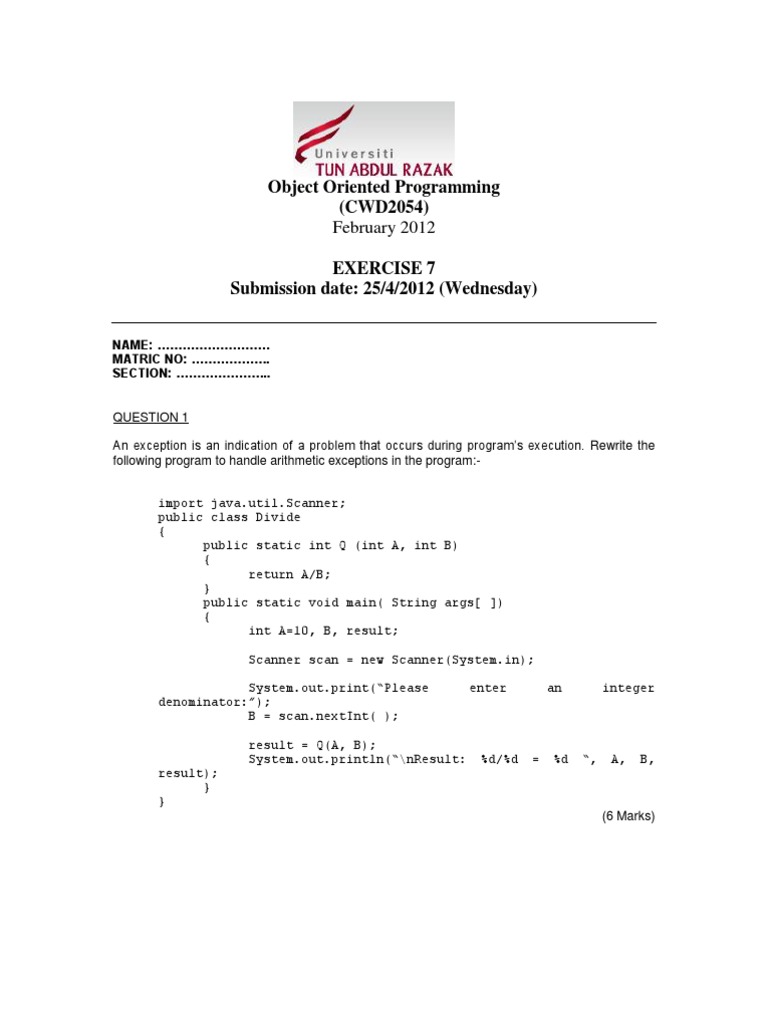 Java Exercise 7-250412 - 021429 | PDF | Teaching Methods & Materials