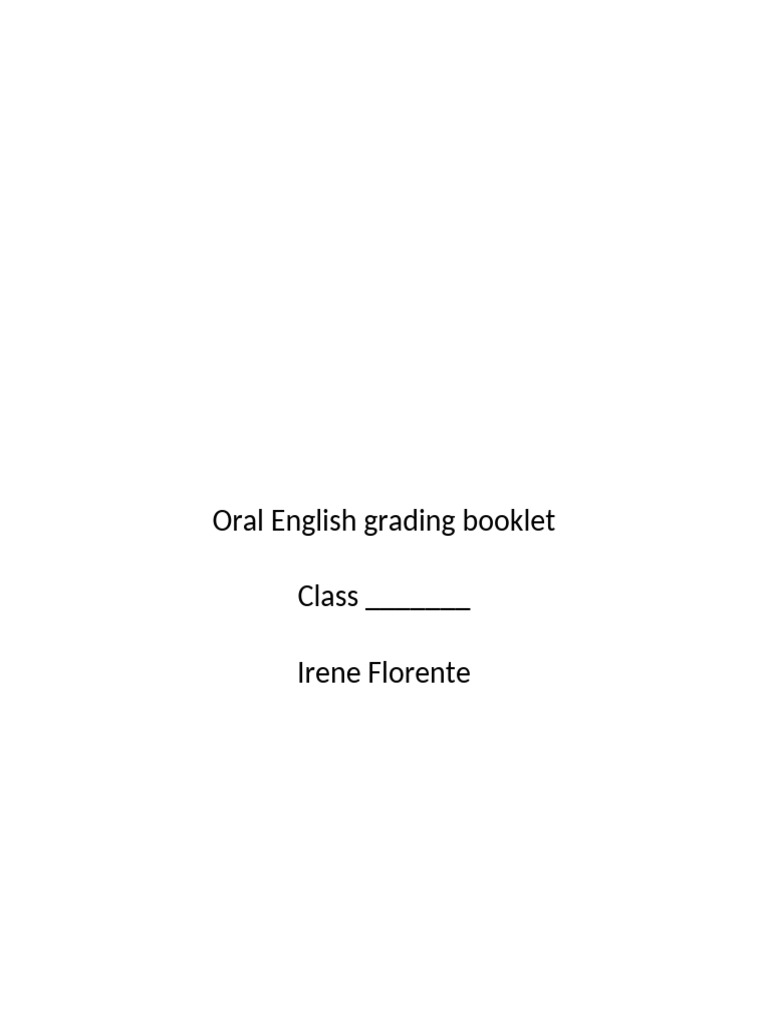 Oral Presentation Grading Guide | PDF | English Language | Vocabulary