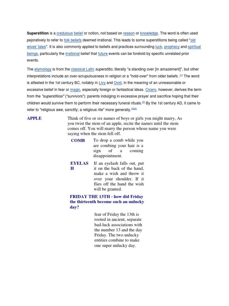 Understanding Superstitions and Their Origins | PDF | Superstitions ...