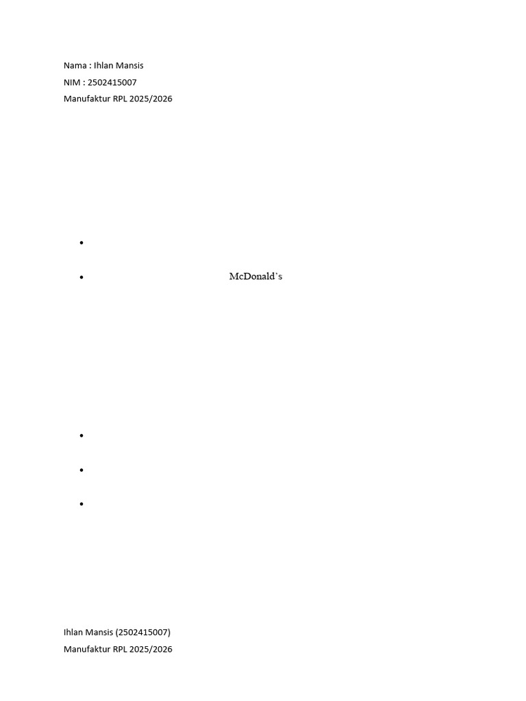2502415007_Ihlan Mansis_Assignment 1 Lean Manufacturing | PDF