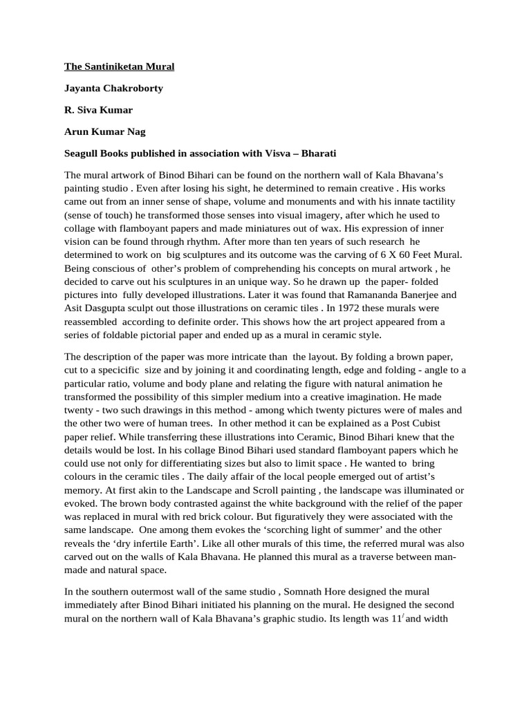 Binod Bihari - The Santiniketan Mural | PDF | Mural | The Arts