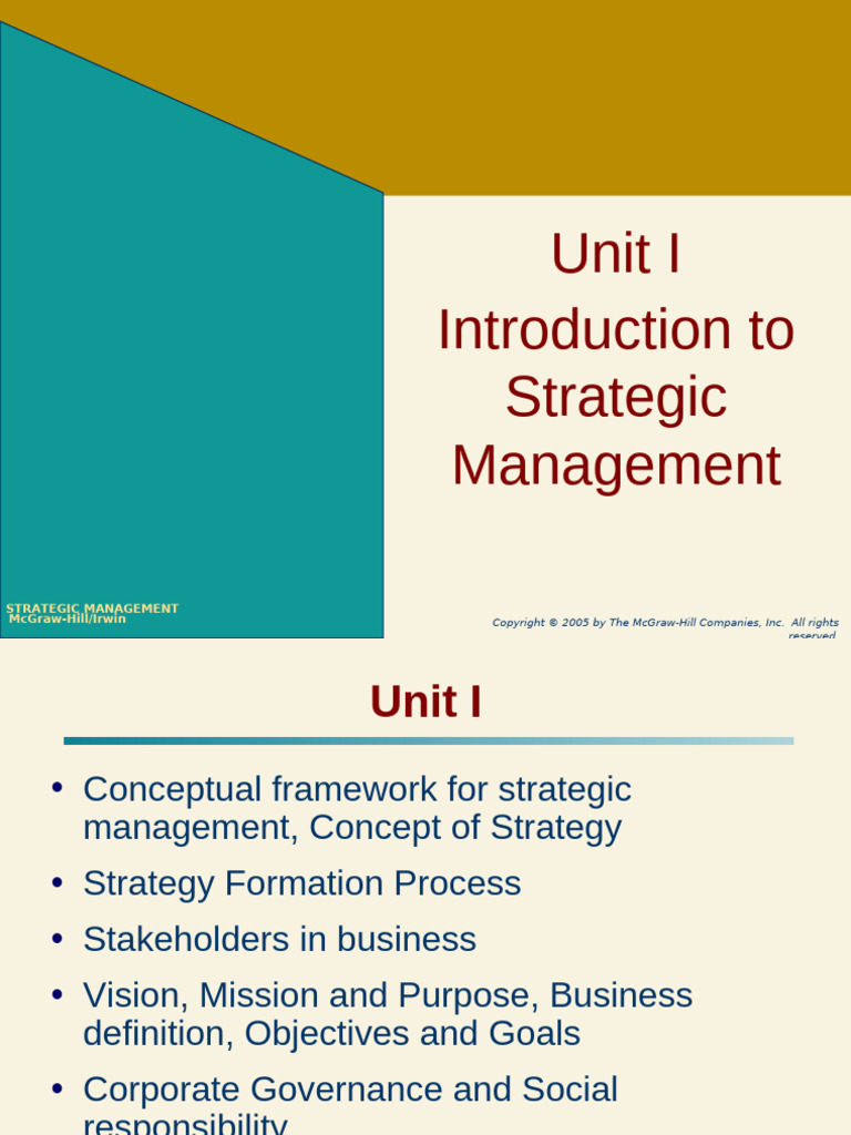 Unit - I | PDF | Strategic Management | Goal