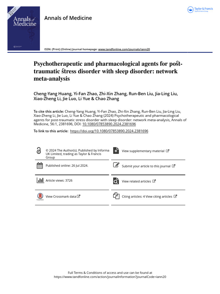 Psychotherapeutic and Pharmacological Agents For Post-Traumatic Stress ...