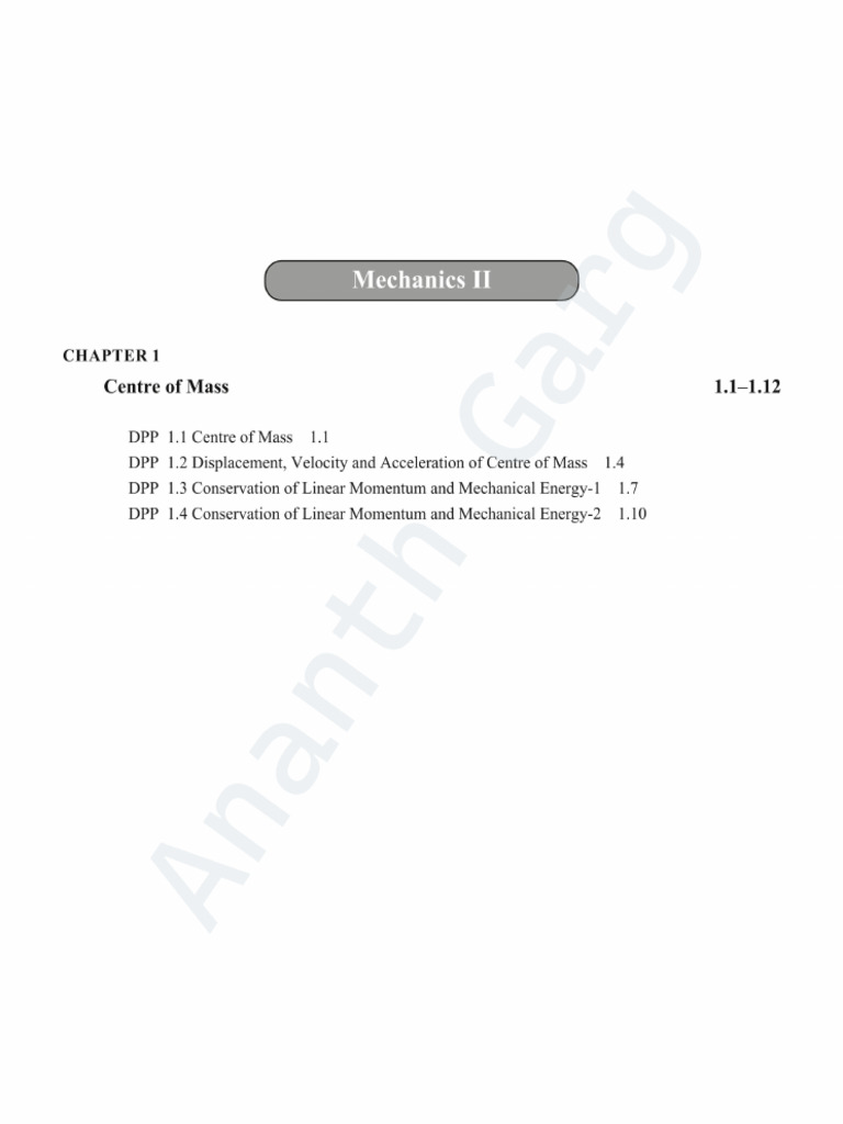 System of Particles and Centre of Mass DPP | PDF