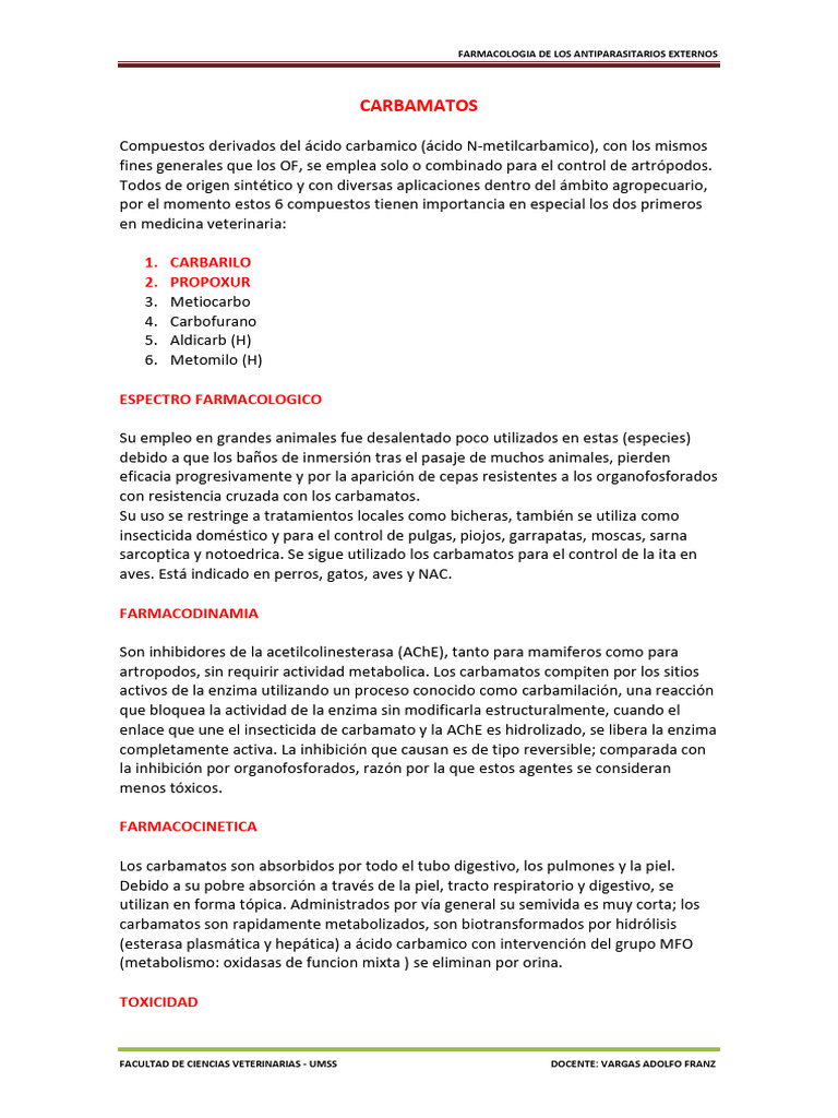 Carbamatos | PDF | Inhibidor de la enzima