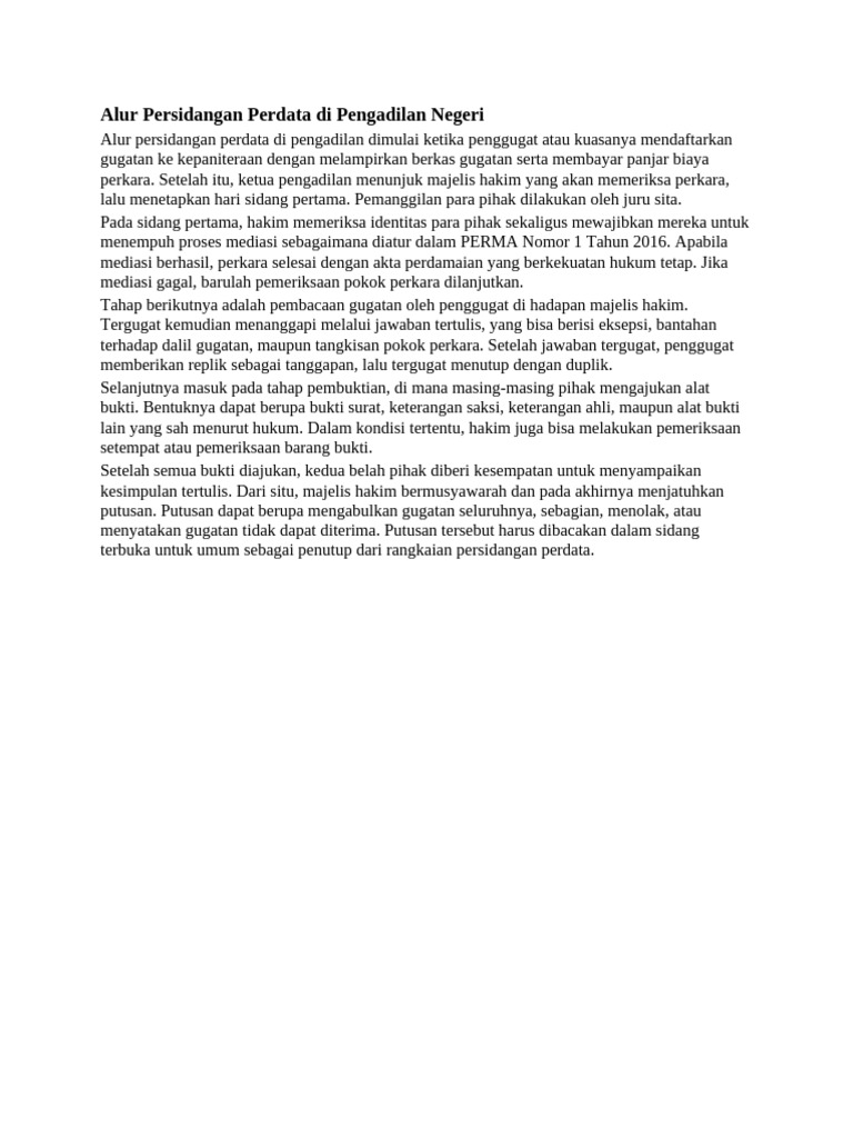 Alur persidangan Perdata | PDF