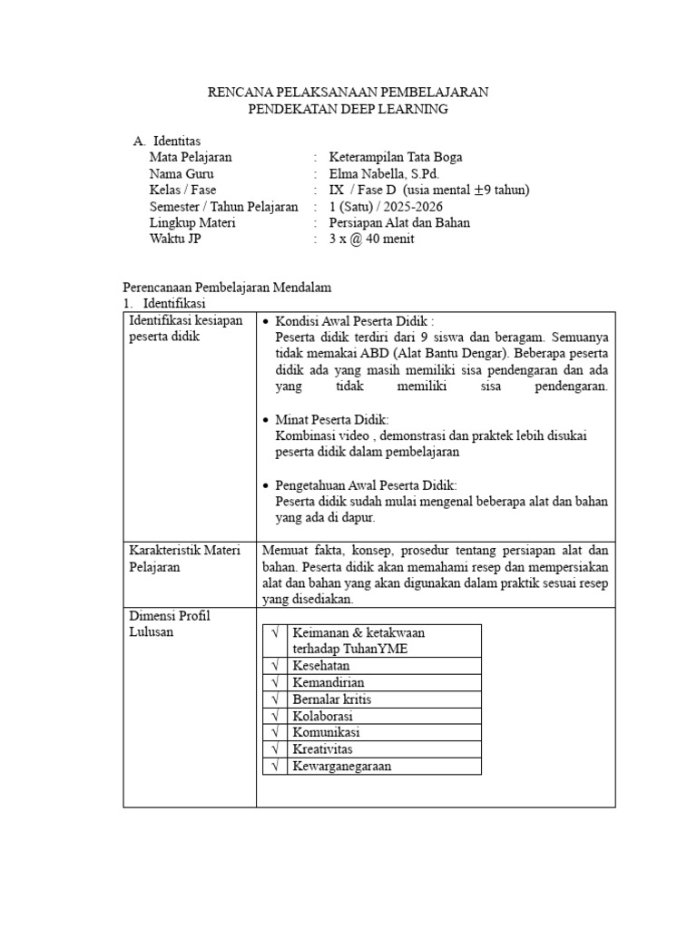 RPP Tata Boga | PDF