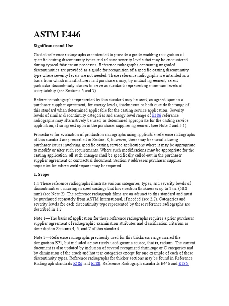 Radiograph Standards for Steel Castings | PDF | Radiography | X Ray