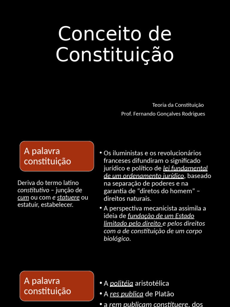 1 Conceito de Constituição (1) | PDF | Constituição | Lei Constitucional