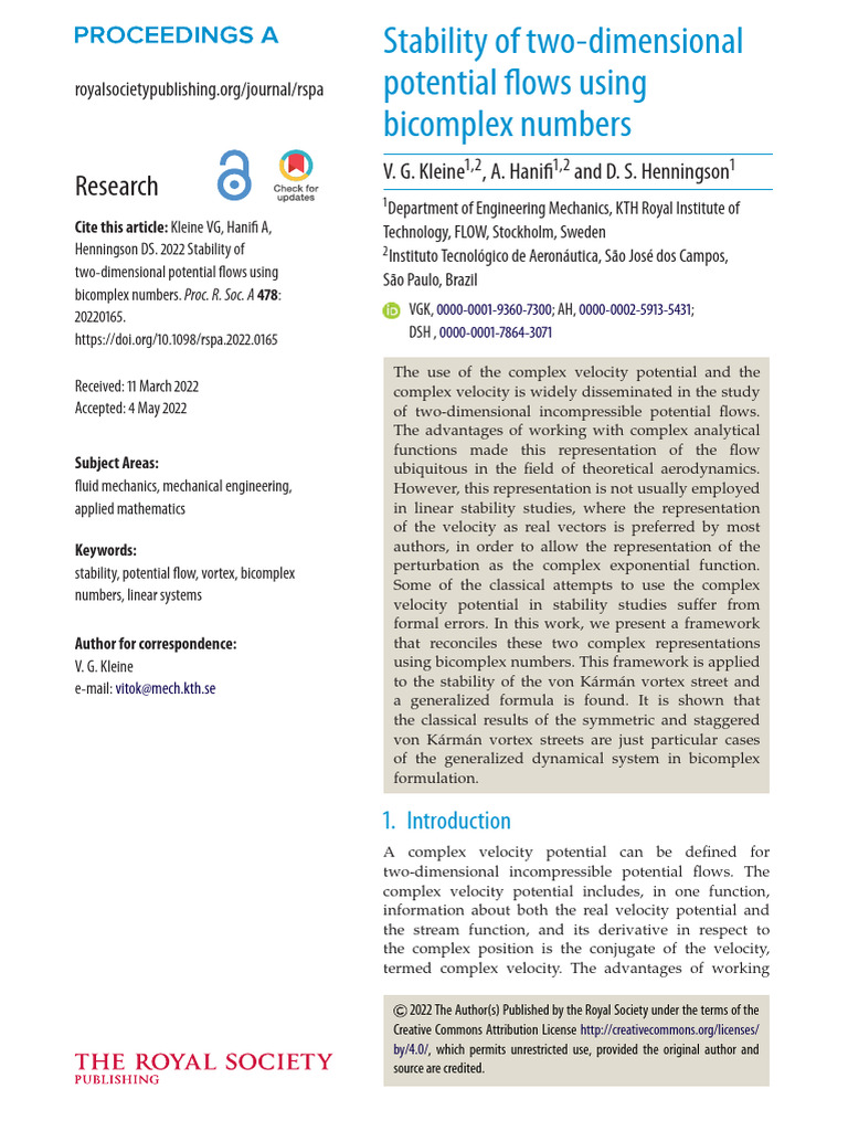 Stability of Two-Dimensional Potential Flows Using | PDF | Eigenvalues And Eigenvectors | Matrix ...