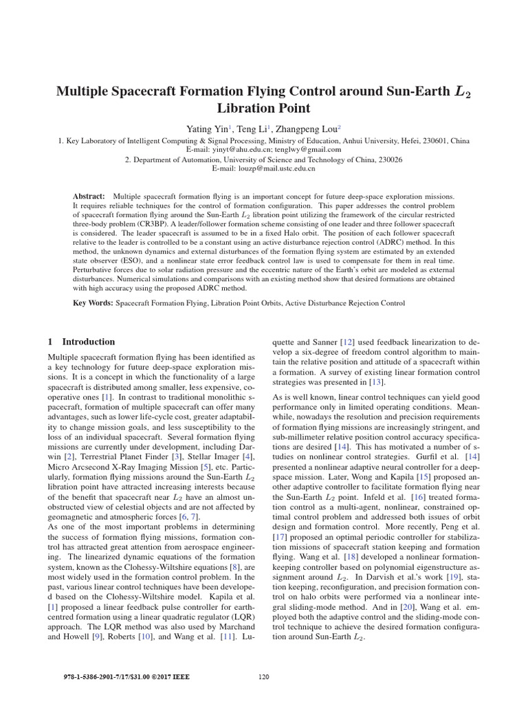 Spacecraft Control at Sun-Earth L2 | PDF | Rotation | Outer Space