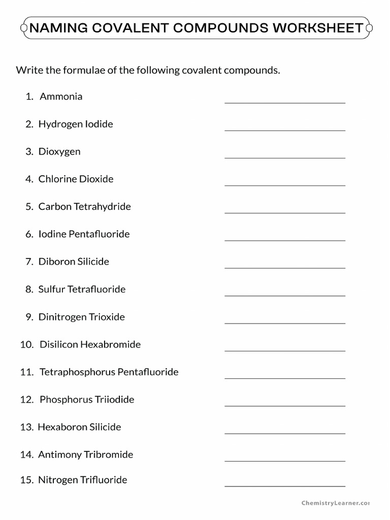 Naming Covalent Compounds Worksheet With Answers | PDF