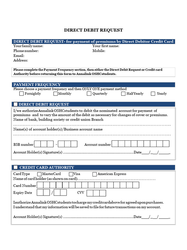 Direct Debit Request New | PDF