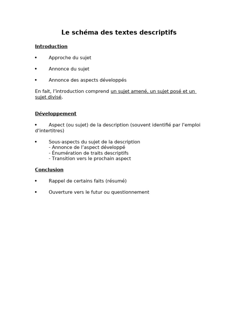 Schéma des textes descriptifs | PDF