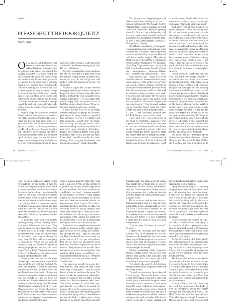 Please Shut The Door Quietly | PDF