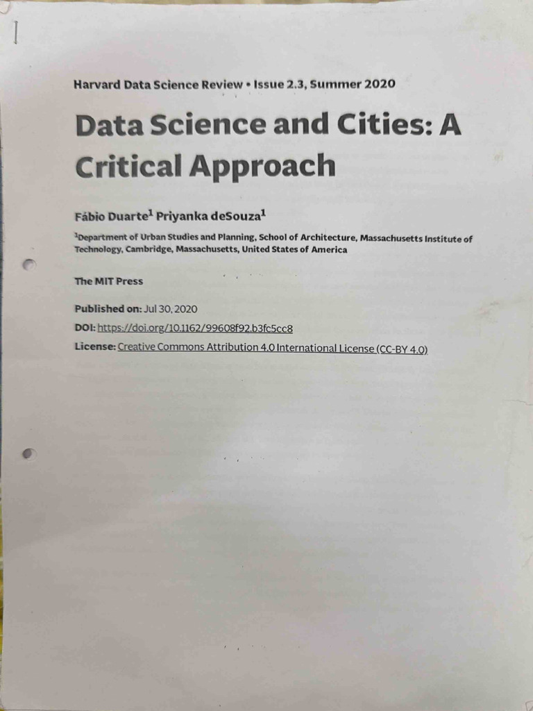 Critical Data Science in Urban Planning | PDF