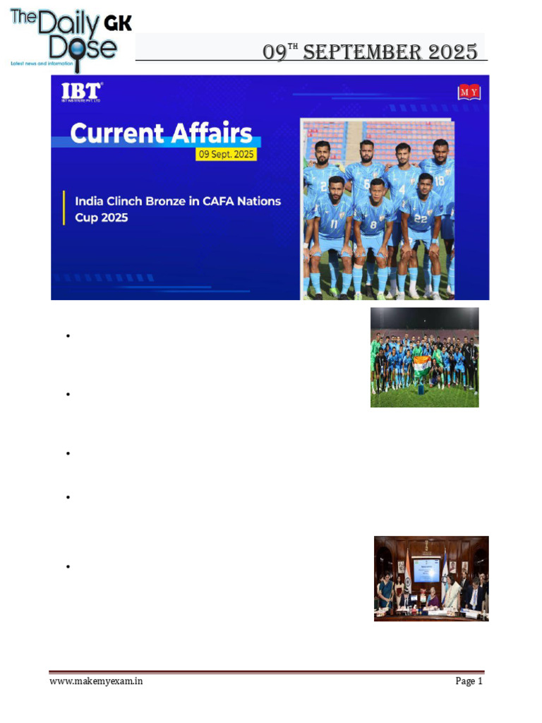 Current Affairs English 09 September 2025 | PDF | Israel | World Politics