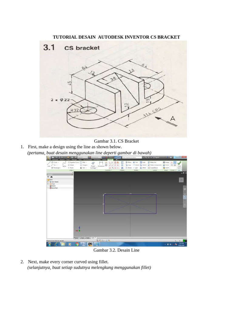 Tutorial Gambar CS Bracket Autodesk | PDF