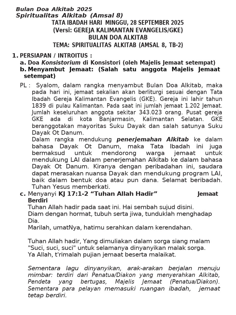 Tata Ibadah Bda Lai 28 Sep 2025 | PDF