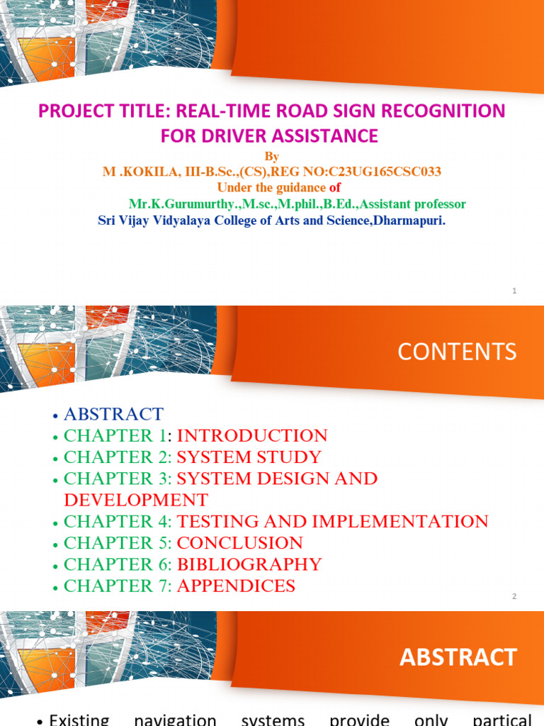 PROJECT TITLE Real-Time Road Sign Recognition For Driver Assistance by ...