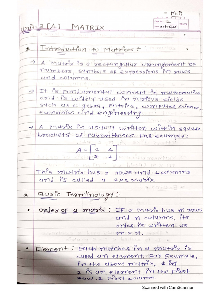 Unit-3 (1) Matrix Theory. | PDF