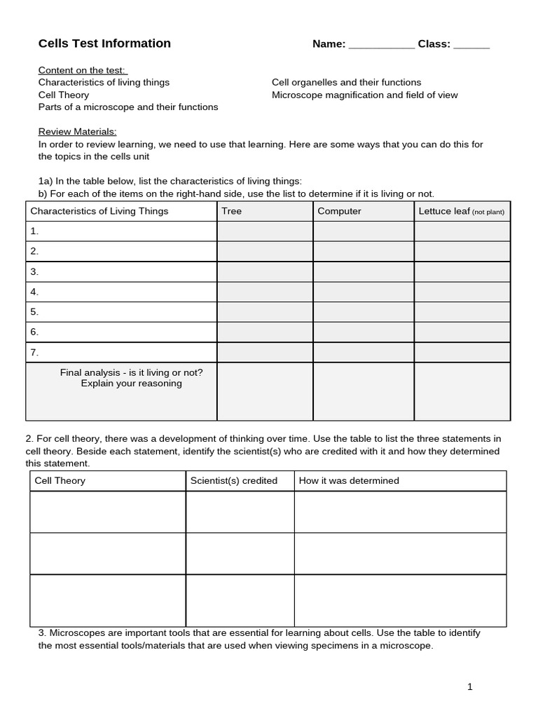 L08 Cells Test Review Packet 2 | PDF | Microscope | Light