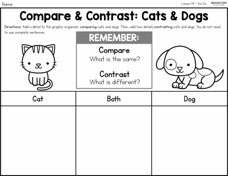 Compare & Contrast - Cats & Dogs | PDF