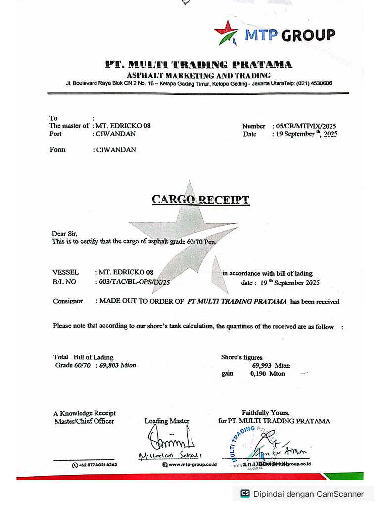 Cargo Receipt E8 | PDF