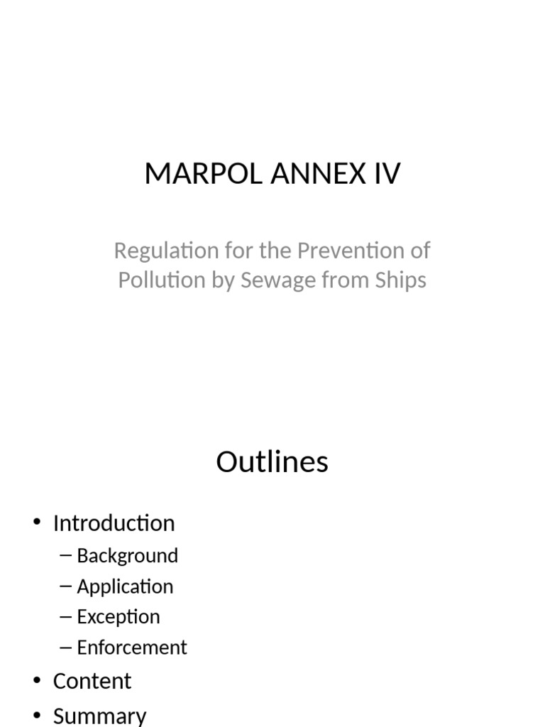 MARPOL Annex IV: Sewage Pollution Regulations | PDF | Sewage | Sewage ...