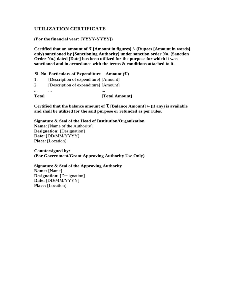 Utilization Certificate | PDF