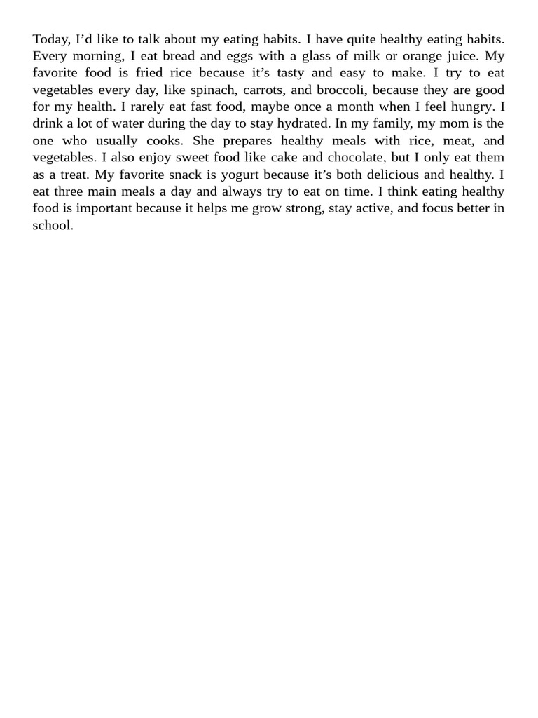 My Healthy Eating Habits Explained | PDF