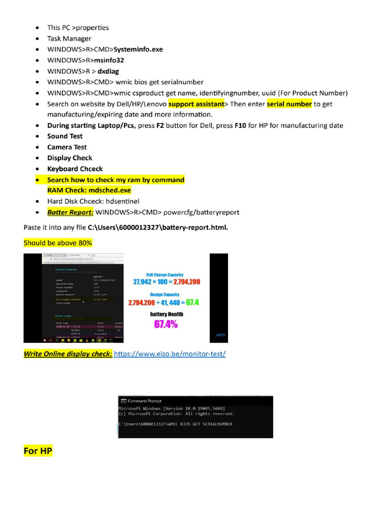 Checking Laptop Specifications | PDF