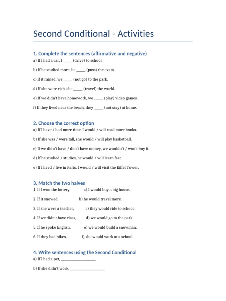 Second Conditional Activities | PDF