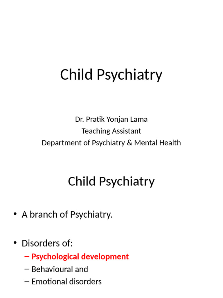 Child Psychiatry | PDF | Intellectual Disability | Mental Disorder