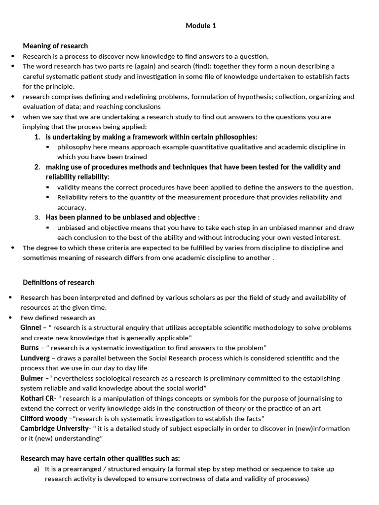 Research Methodology - Module 1 | PDF | Methodology | Quantitative Research