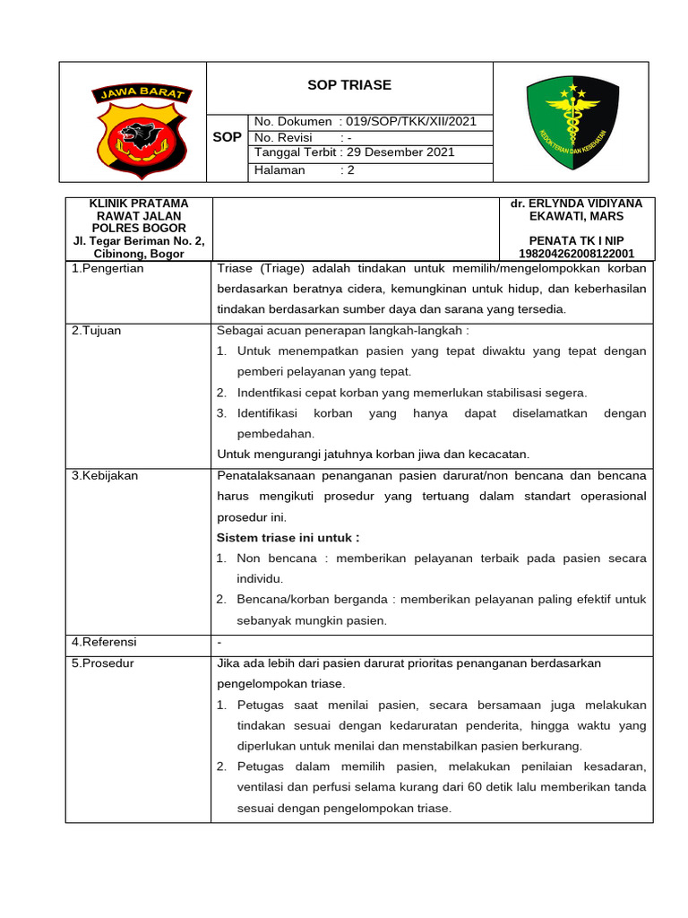 Sop Triase New | PDF