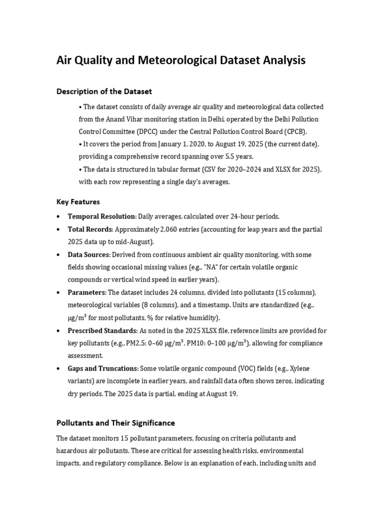 Delhi Air Quality Dataset Analysis | PDF | Air Pollution | Particulates