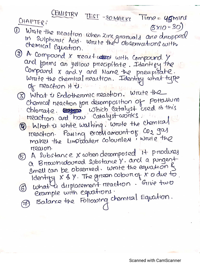 Chemistry Test | PDF