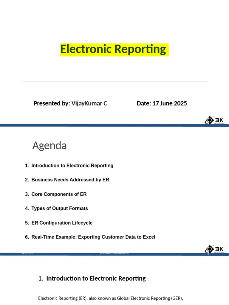 Overview of Electronic Reporting in D365 | PDF | Microsoft Excel | Xml