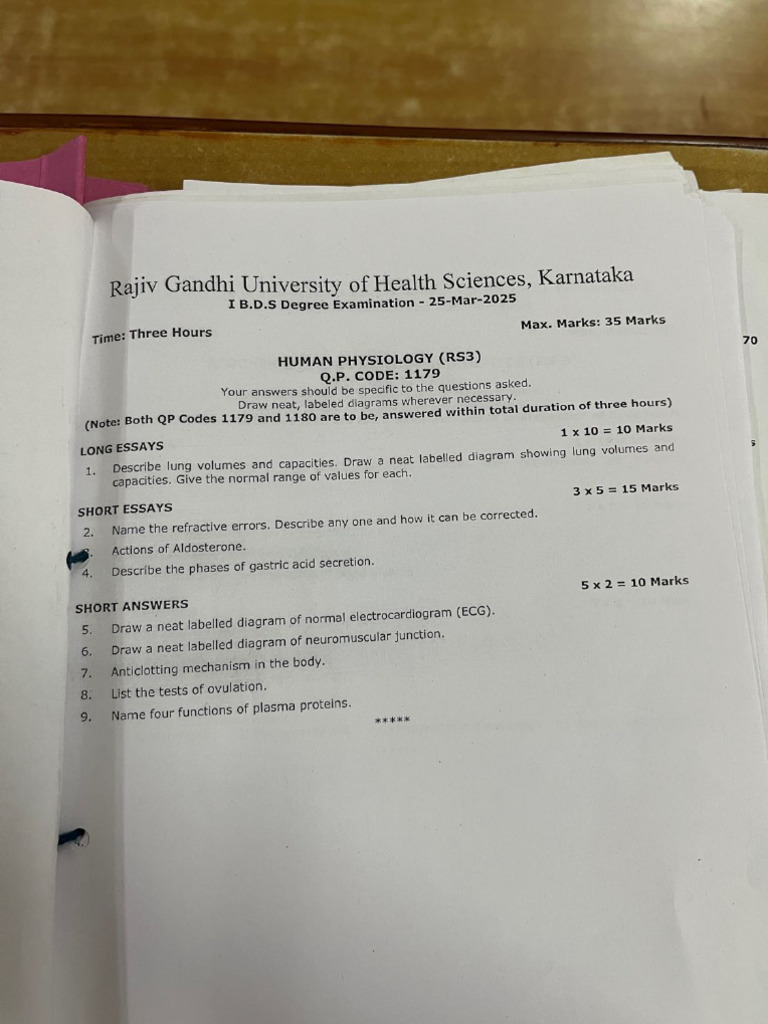 Rguhs Physiology & Biochemistry Previous 10 Year | PDF